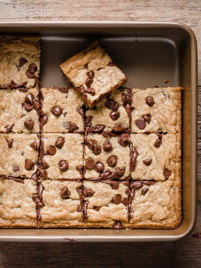 Soft & Chewy Chocolate Chip Cookie Bars - Fork Knife Swoon